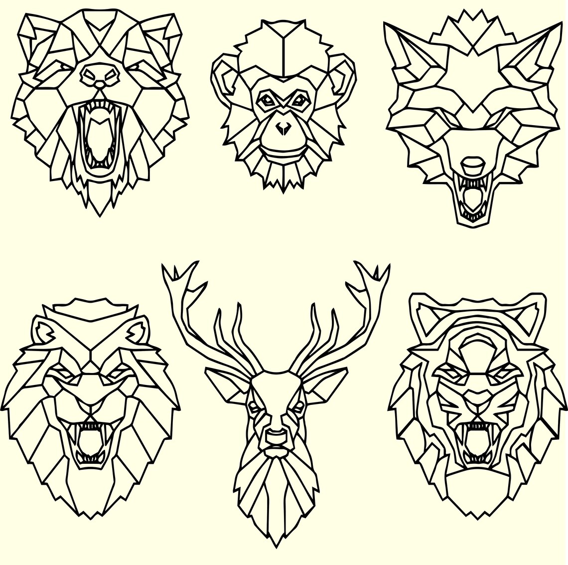 Geometric Animals Svg, Svg File, Dxf Files for Laser, Plasma Cut Metal ...