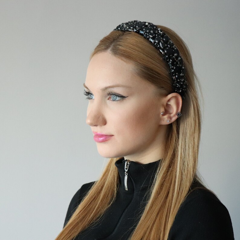 Black Crystal Crown / Headbands / Wedding Hair Accessories / Crystal ...