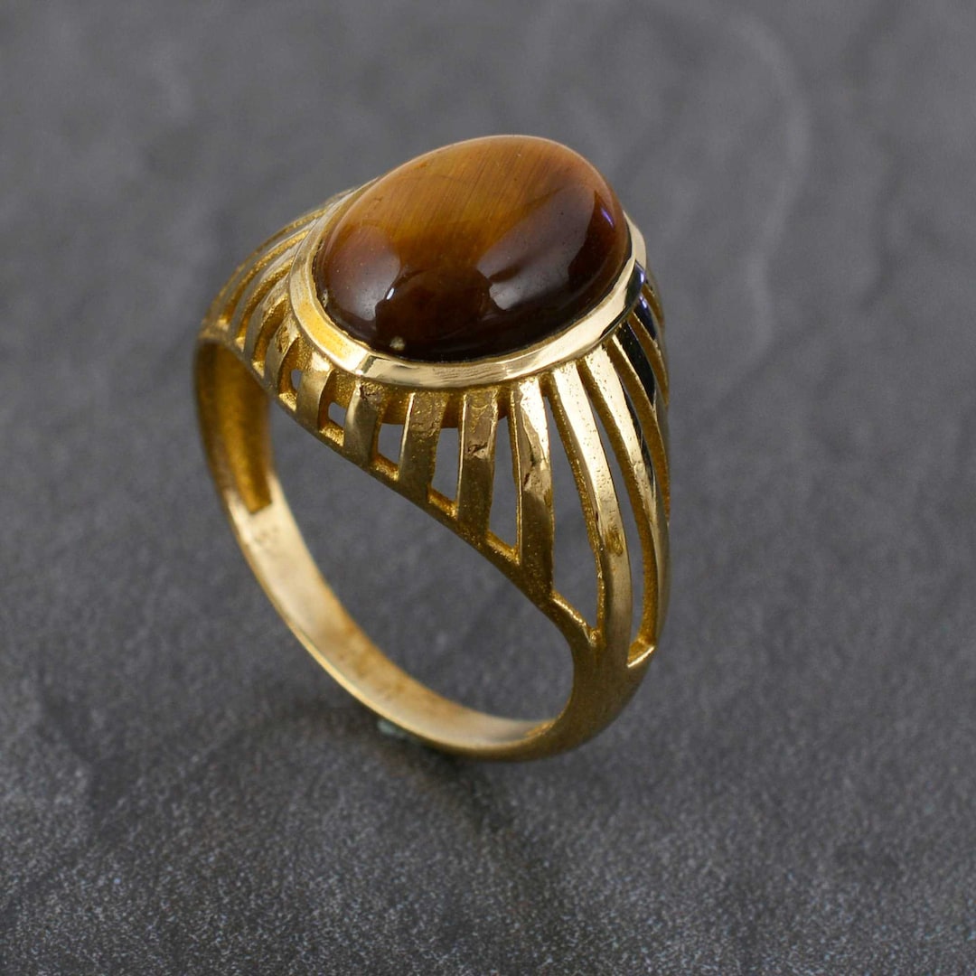 Tiger Eye Ring, Tigers Eye Signet Ring, Tiger Eye Gemstone Ring, Tiger ...