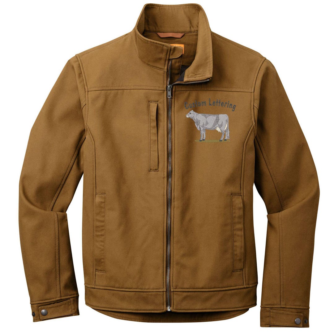 Brown Swiss Dairy Cow Farm Ranch Cattle Co. Name Embroidery Jackets ...