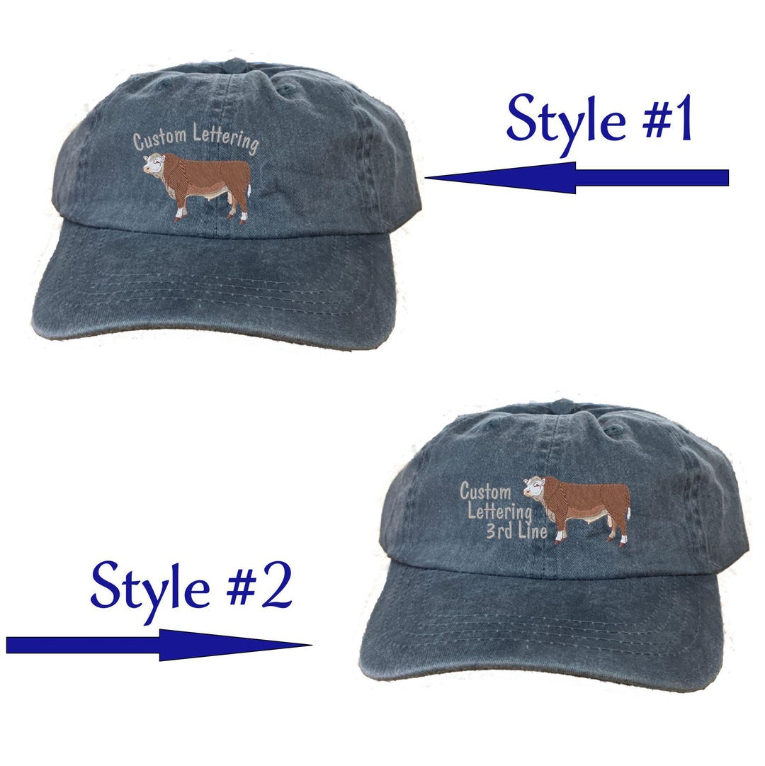 Hereford Beef Bull Farm Ranch Cattle Co Name Custom Embroidery Baseball ...