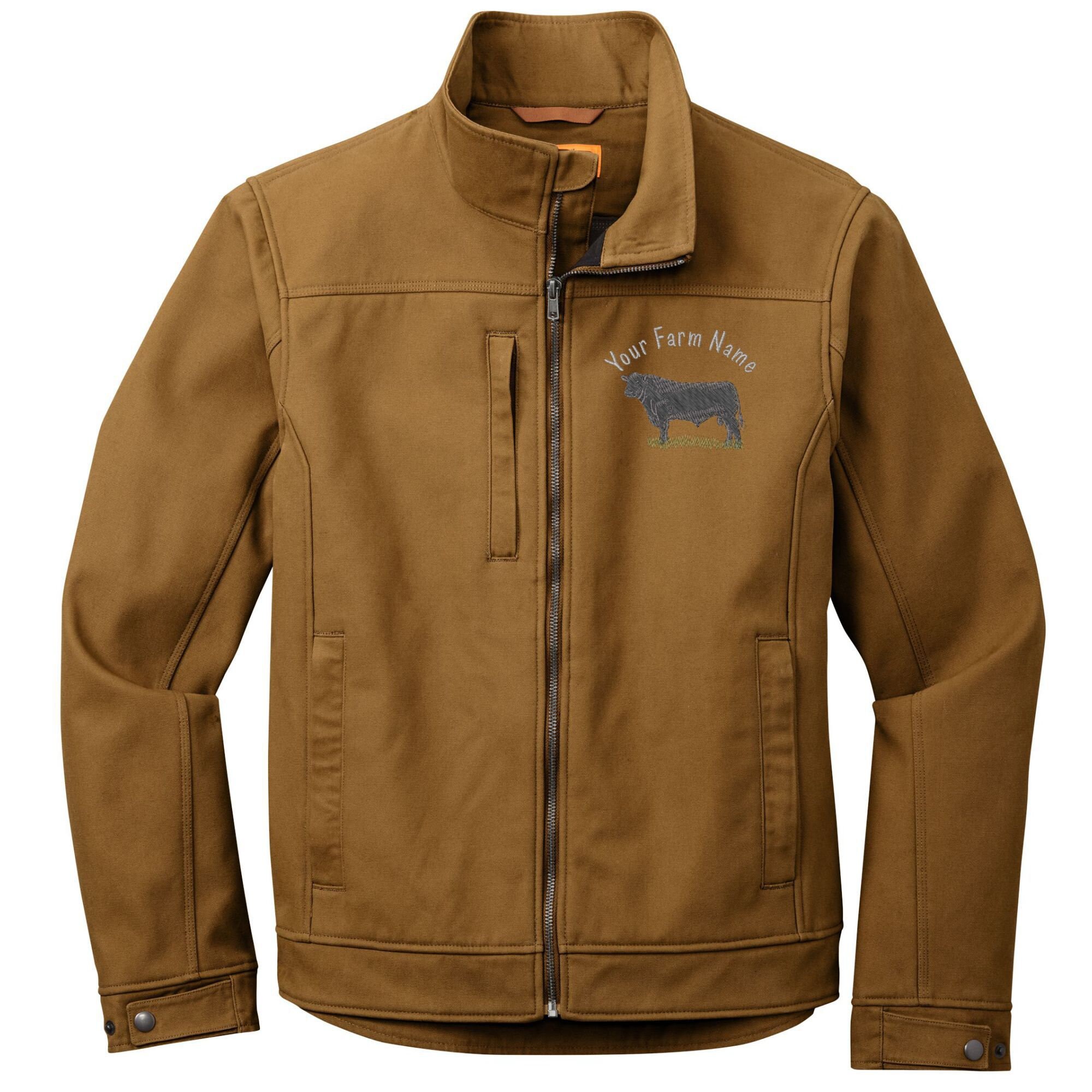 Black Angus Farm Name Custom Embroidery Duck Brown,, Gray Soft Shell ...