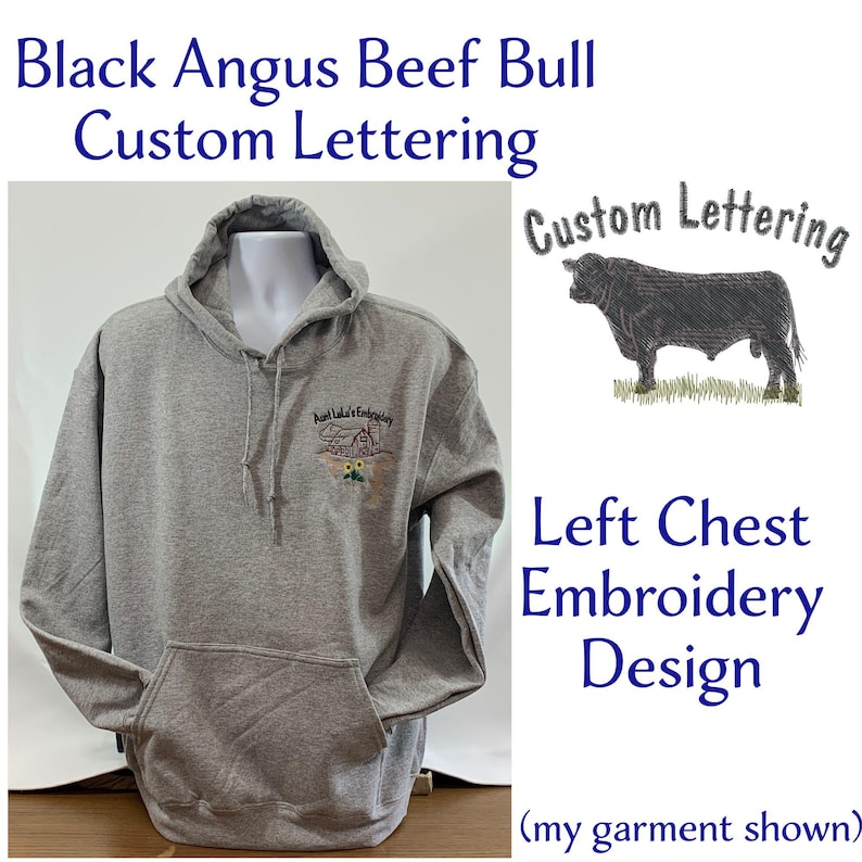 Black Angus Beef Bull Farm Ranch Cattle Company Name Embroidery ...