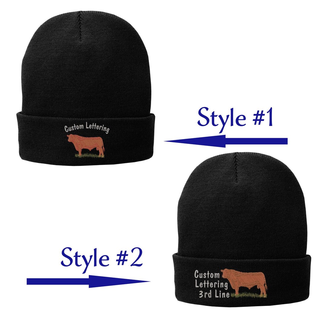 Red Angus Beef Bull Farm Ranch Cattle Company Name Embroidered Baseball ...