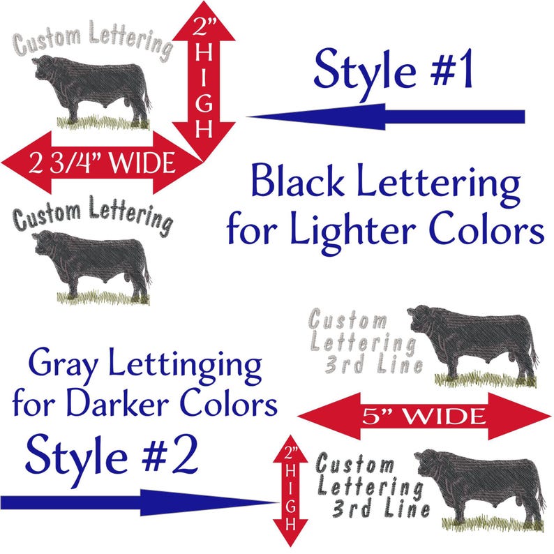 Black Angus Beef Bull Cattle Ranch Cattle Co. Name Custom Embroidery ...