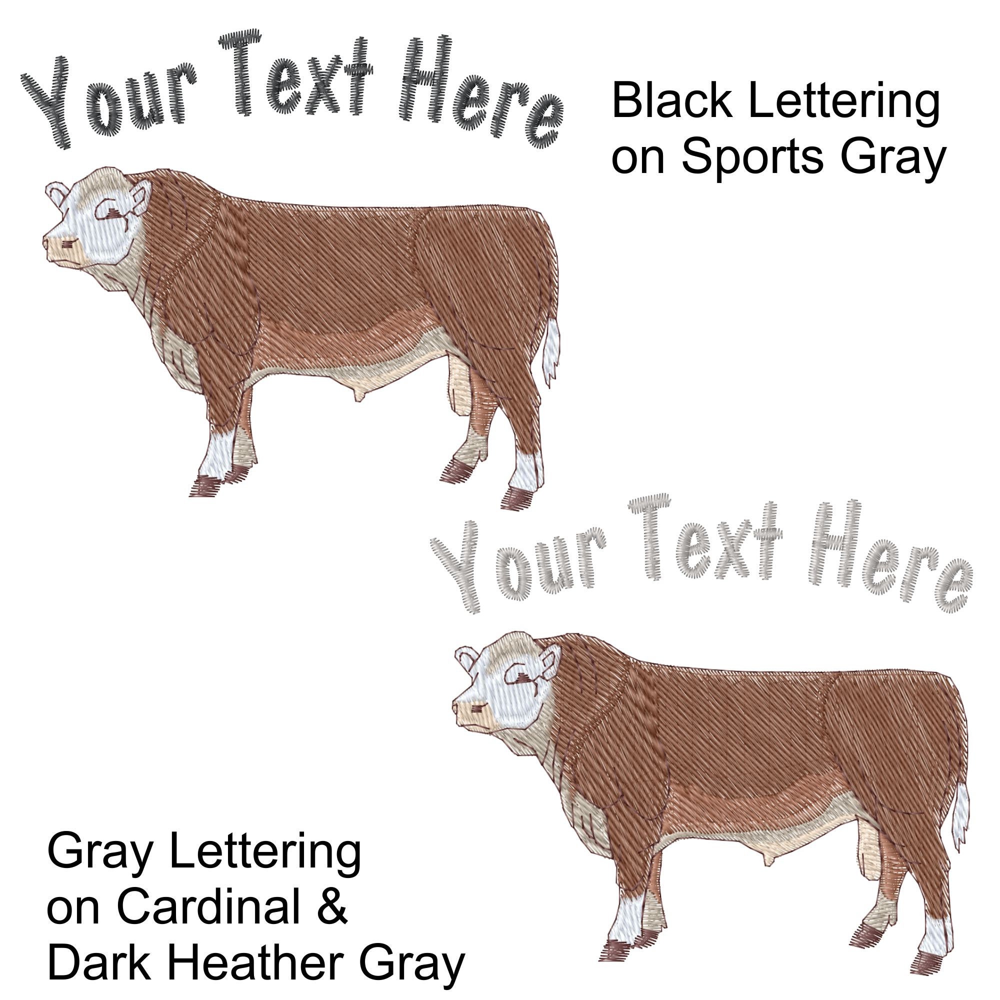 Hereford Beef Bull Farm Ranch Cattle Co. Name Custom Embroidery Soft ...