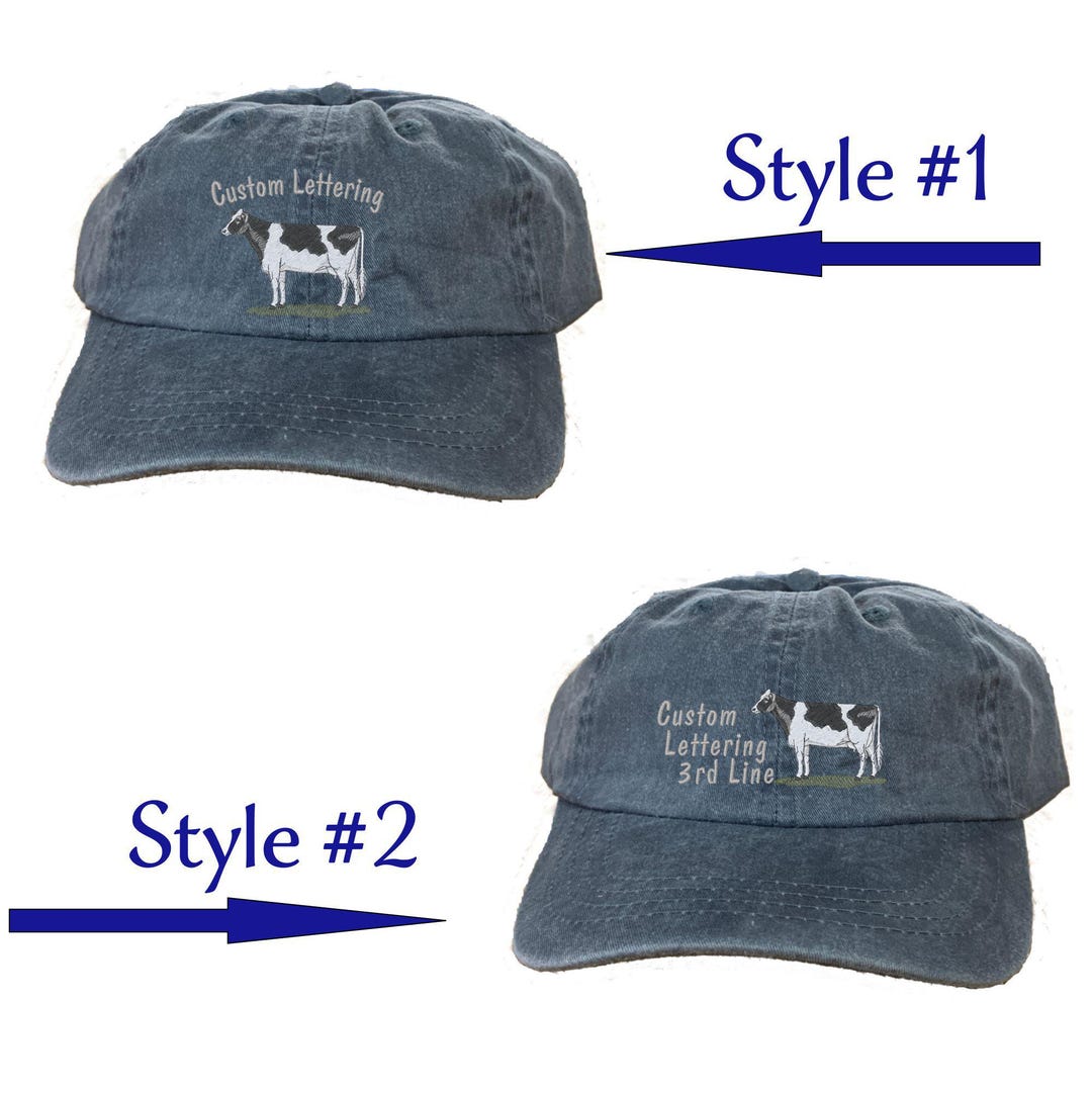 Holstein Dairy Farm Custom Embroidery Baseball Style or Knit Lined Caps ...
