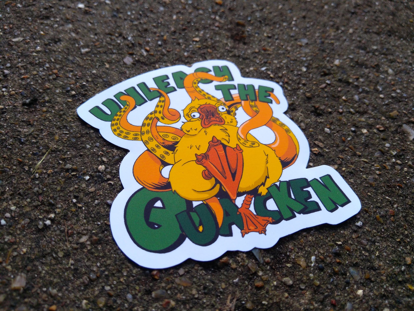Cool Vinyl Sticker Unleash The Quacken Funny Illustration | Etsy