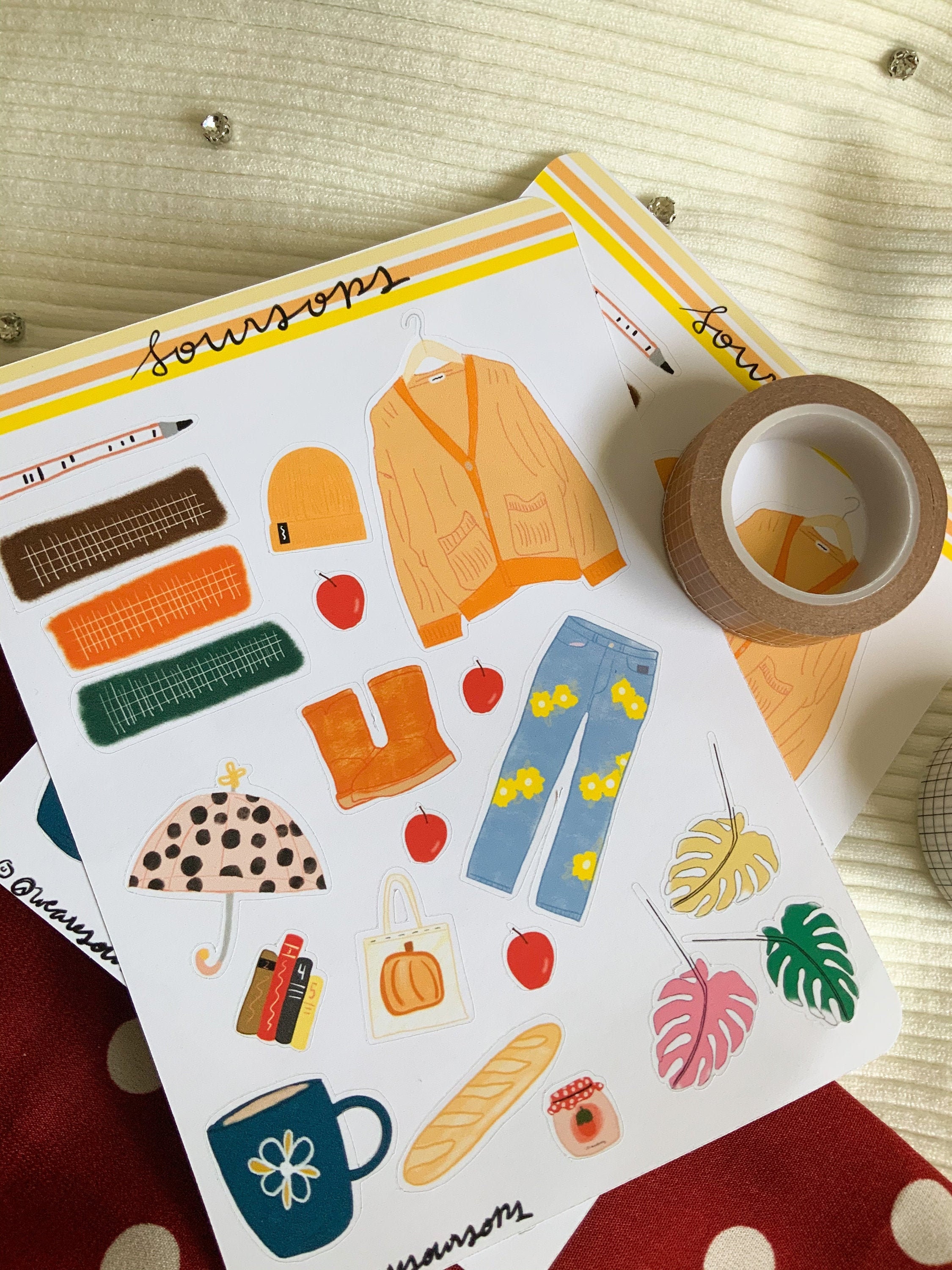 Materials Autumn Stickers Planner Stickers Sticker Seasonal Stationery ...