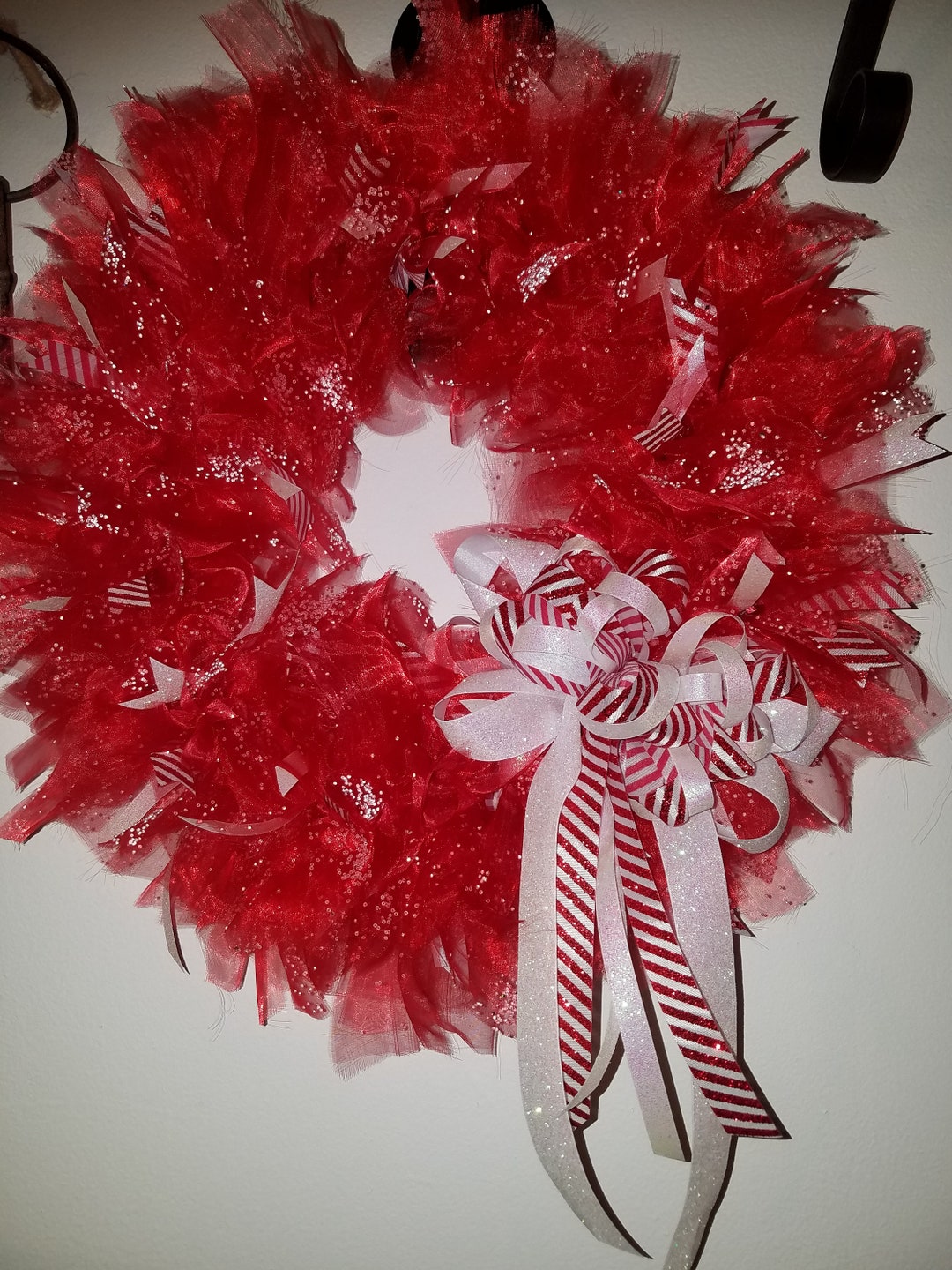 Red Sparkly 18 in Rag Wreath - Etsy