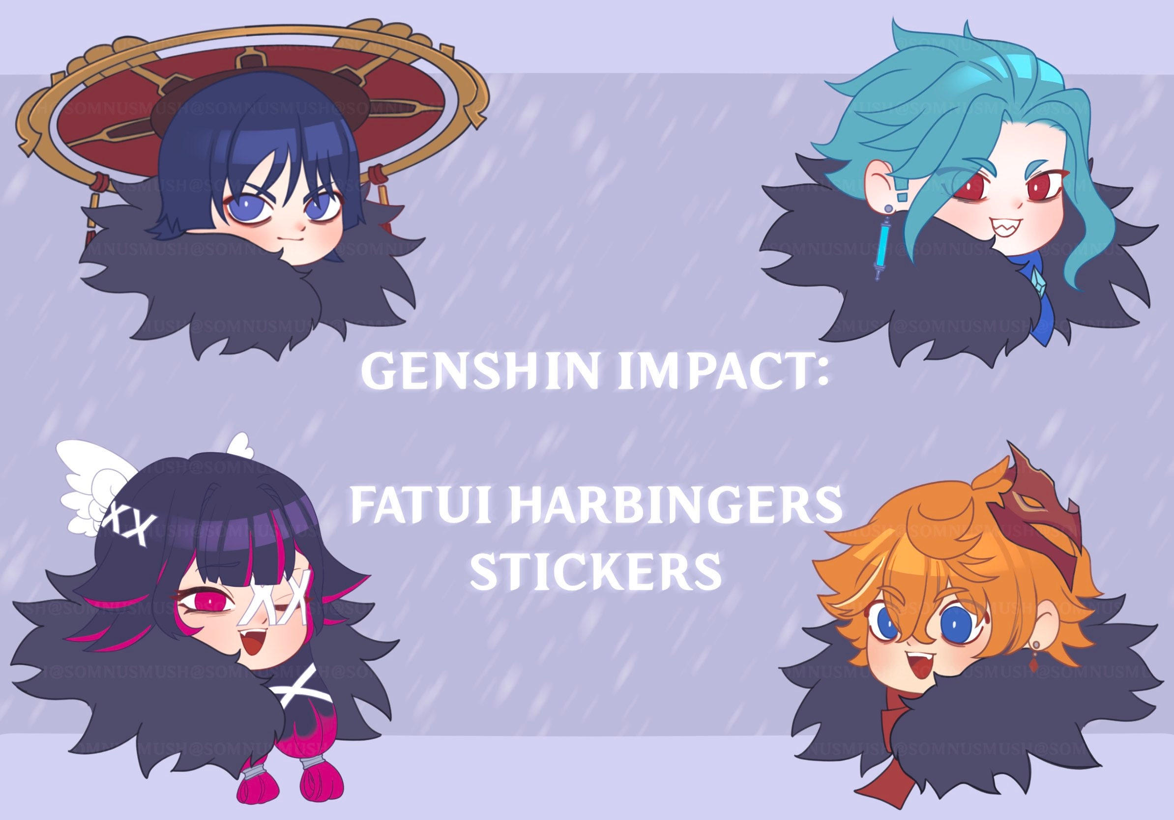 Genshin Impact: Fatui Harbingers Fluffy Coat Stickers Vinyl Childe ...