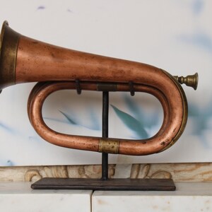 Vintage Copper & Brass Military Trumpet, Bugle, Antique Bigul, Horn ...