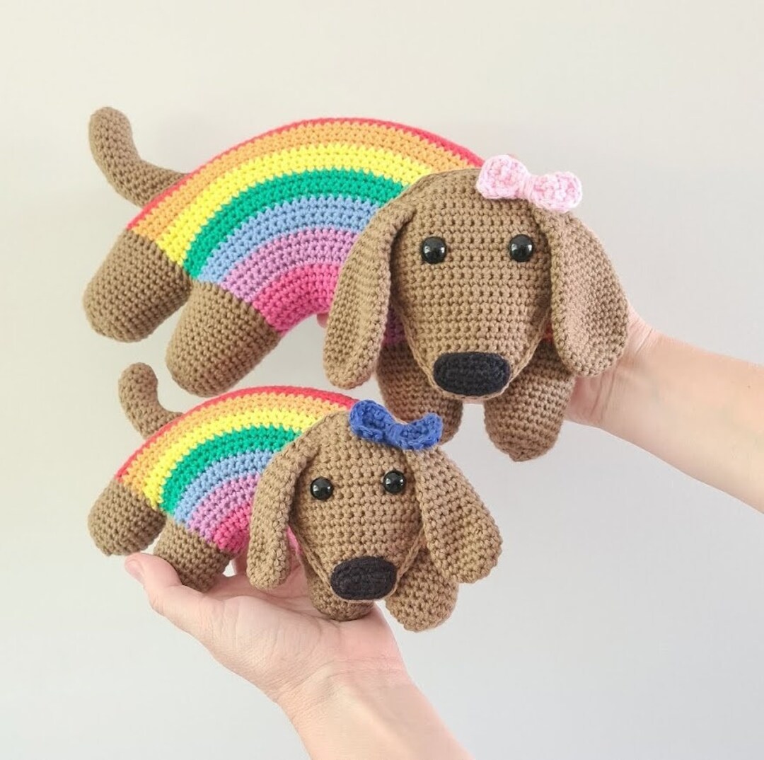 MINI Rainbow Smooch Pooch - Rainbow Sausage Puppy Dog Amigurumi Crochet ...