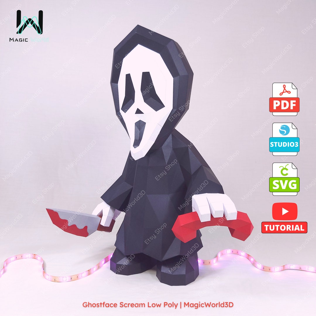 Ghostface Scream Papercraft, Pdf Template, Paper Sculpture Scream, Low Poly, DIY, Files SVG ...