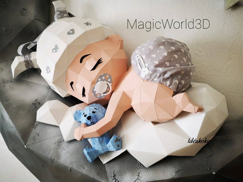Papercraft Baby Sleeping on the Moondiy PDF Templatedxf - Etsy