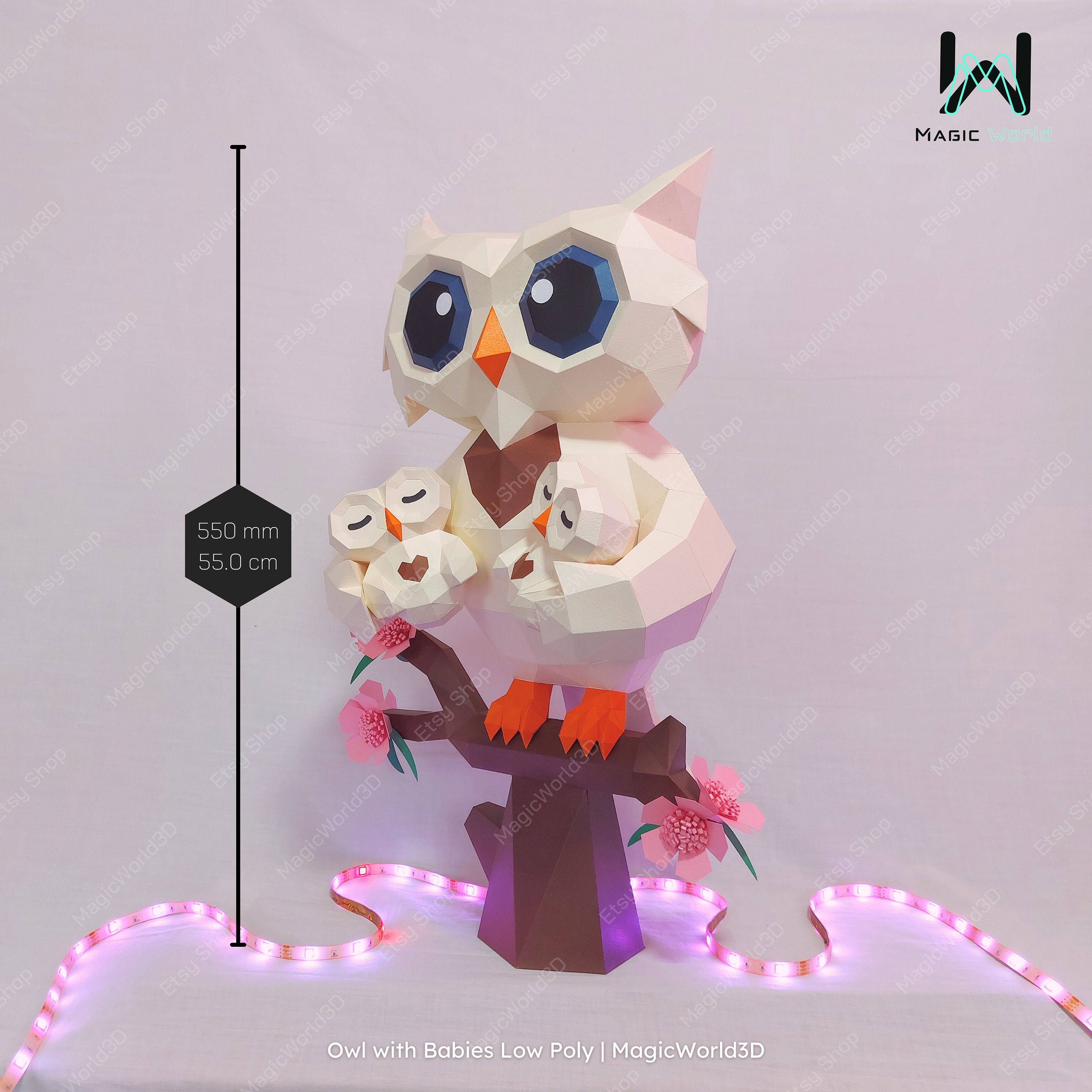 Owl With Babies Papercraft Pdf Template Paper Sculpture Owl - Etsy Canada