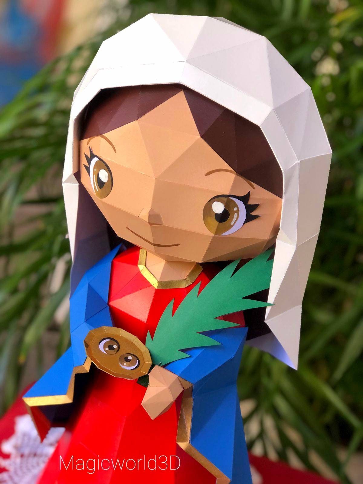 Cute Lucía Virgen Santa Lucía Papercraft Maria Template 3D - Etsy