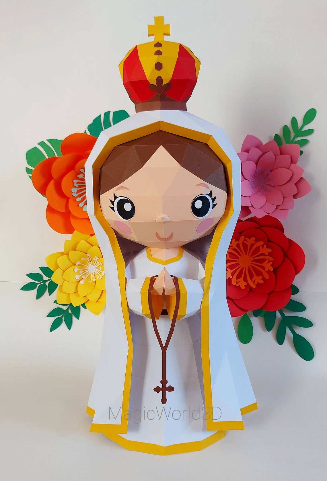 Cute Fátima Virgen De Fátima Papercraft Maria Template 3D - Etsy Canada