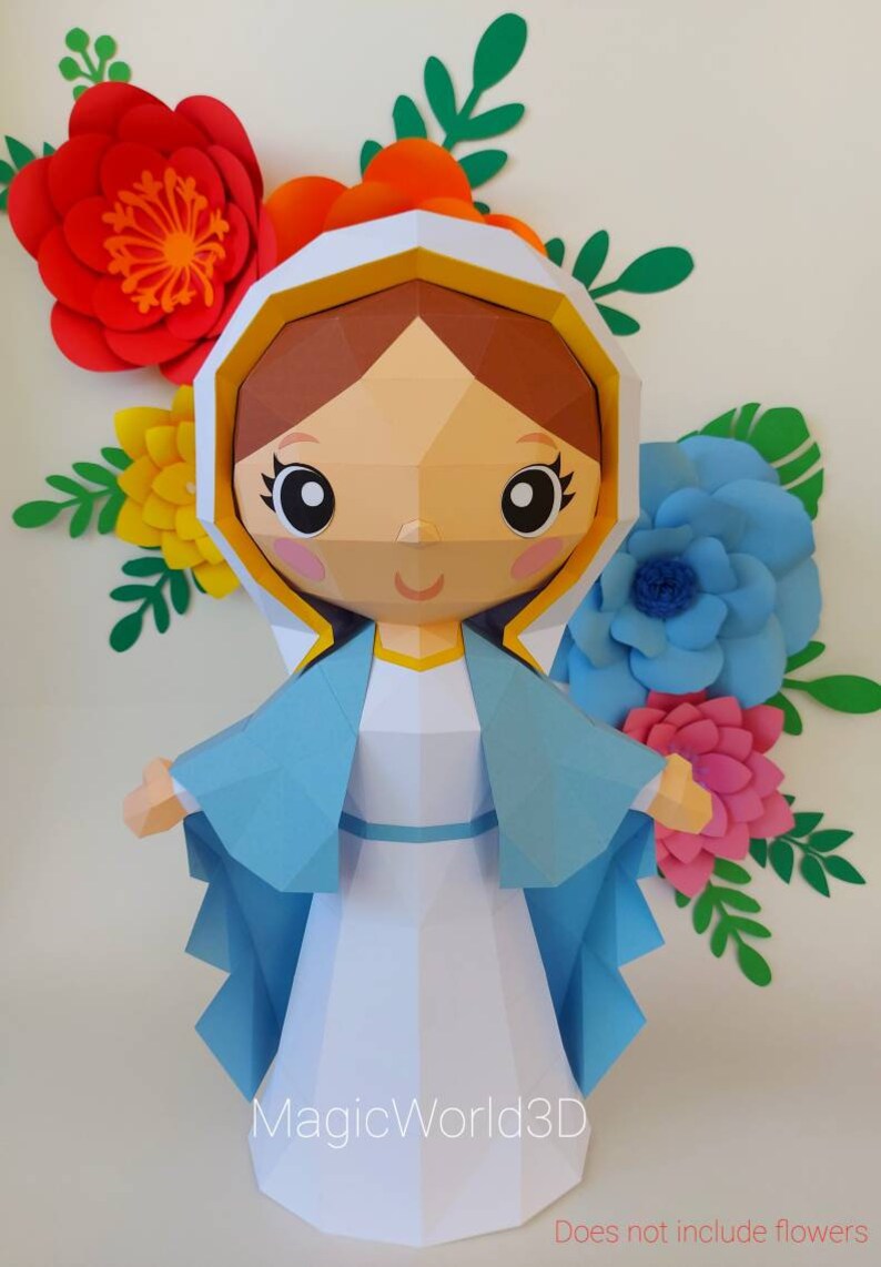 Cute Mary, Papercraft Maria, Template 3D, Home Decoration, Marie, Mary ...