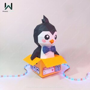 Penguin Box Papercraft, Pdf Template, Paper Sculpture Penguin, Low Poly ...