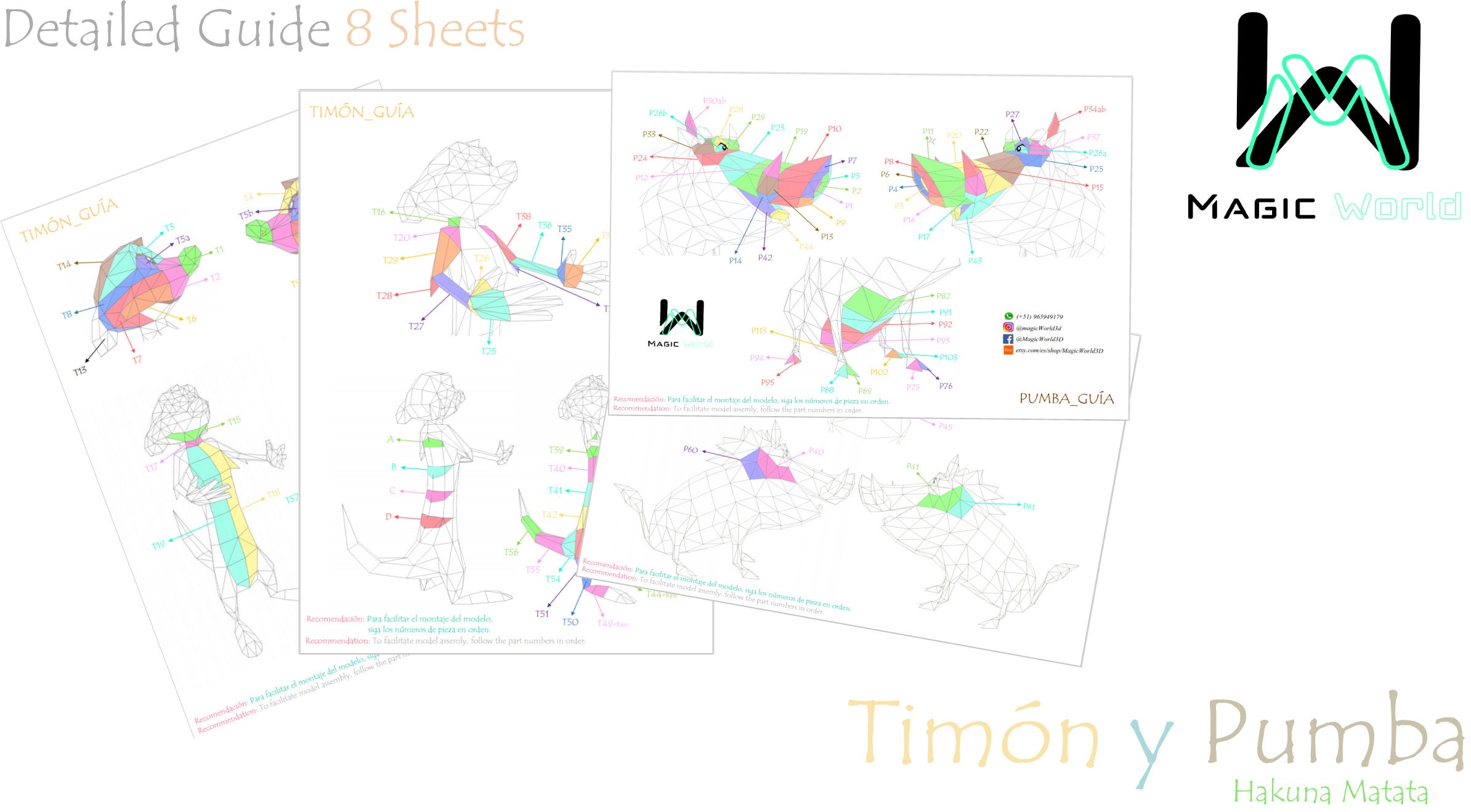 Timon & Pumba Papercraft Template, Low Poly DIY Sculpture (PDF, SVG ...