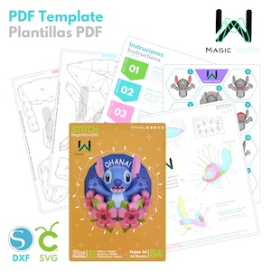 Stitch With Flowers Papercraft Template, Low Poly DIY Sculpture (PDF ...