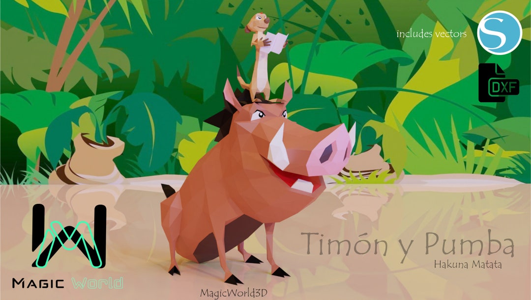 Timon & Pumba Papercraft Template, Low Poly DIY Sculpture (PDF, SVG ...