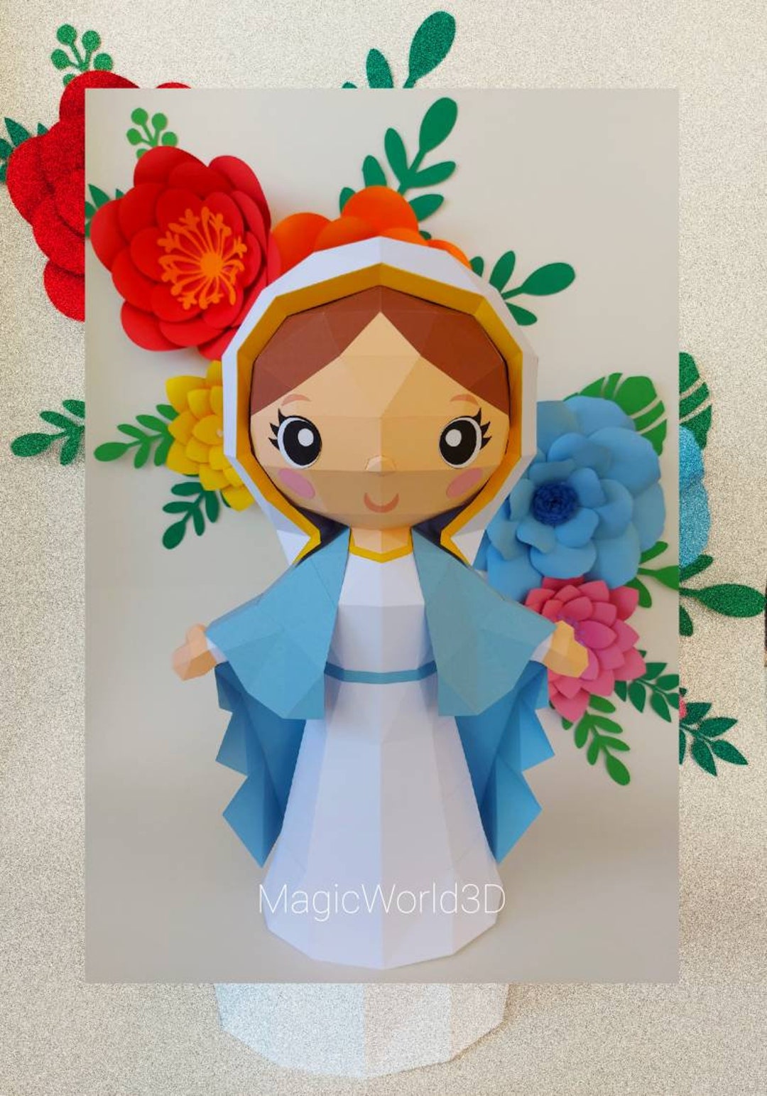 Cute Mary, Papercraft Maria, Template 3D, Home Decoration, Marie, Mary ...