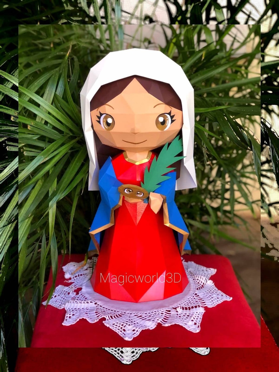 Cute Lucía, Virgen Santa Lucía, Papercraft Maria, Template 3D, Home ...