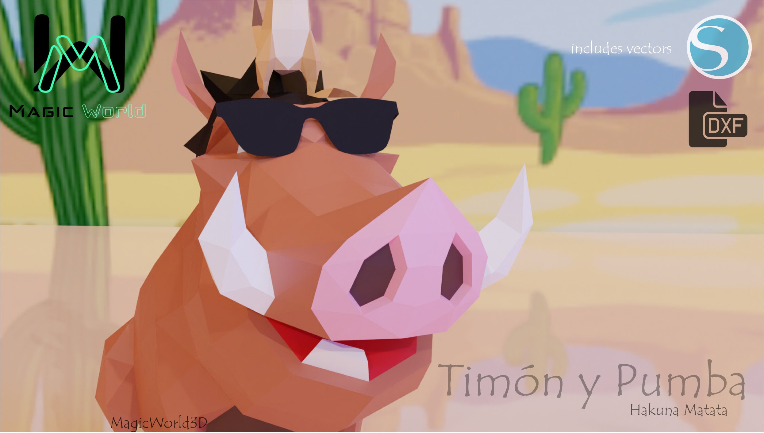 Timon & Pumba Papercraft Template, Low Poly DIY Sculpture (PDF, SVG ...