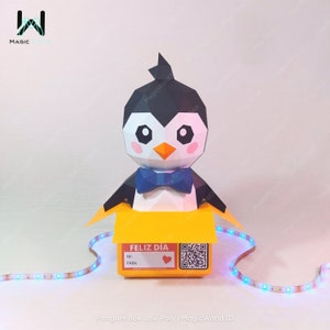 Penguin Box Papercraft, Pdf Template, Paper Sculpture Penguin, Low Poly ...