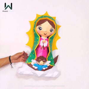 Guadalupe Cute Papercraft, Pdf Template, Paper Sculpture Guadalupe, Low ...