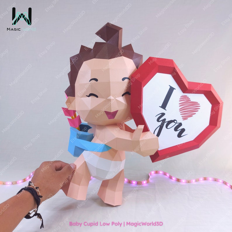 Cupid Baby Papercraft Template, Low Poly DIY Sculpture (PDF, SVG ...