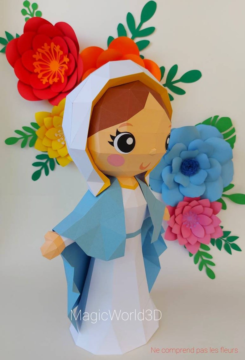Cute Mary, Papercraft Maria, Template 3D, Home Decoration, Marie, Mary ...