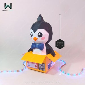 Penguin Box Papercraft, Pdf Template, Paper Sculpture Penguin, Low Poly ...