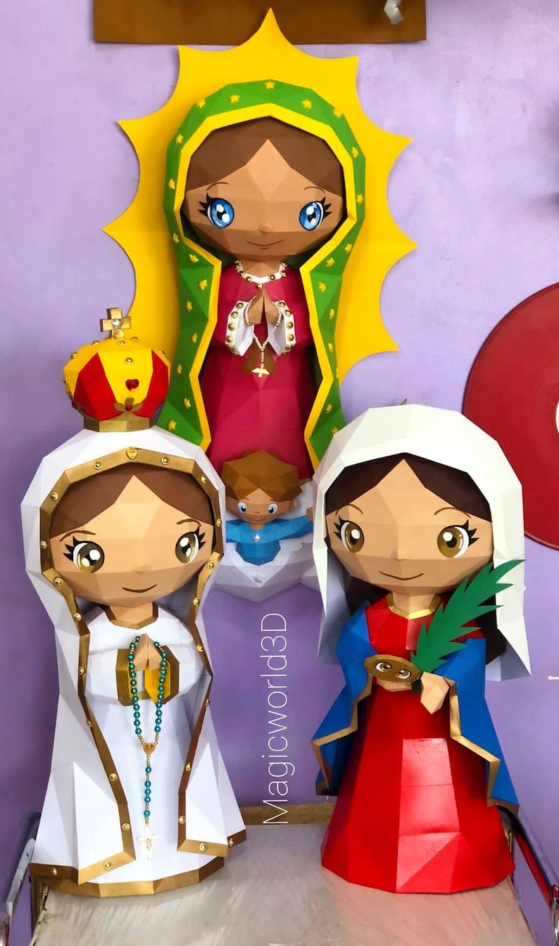 Cute Fátima Virgen De Fátima Papercraft Maria Template 3D - Etsy