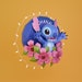 Stitch With Flowers, Papercraft, Wall Decoration, Low Poly, Pdf ...
