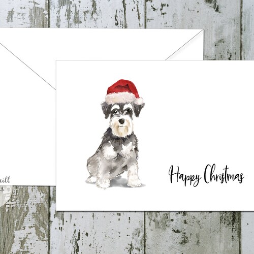Festive Miniature Schnauzer Dog Christmas Card - Etsy