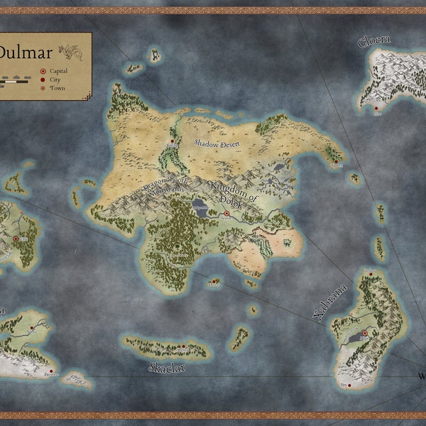 Large Custom Fantasy Map - Etsy