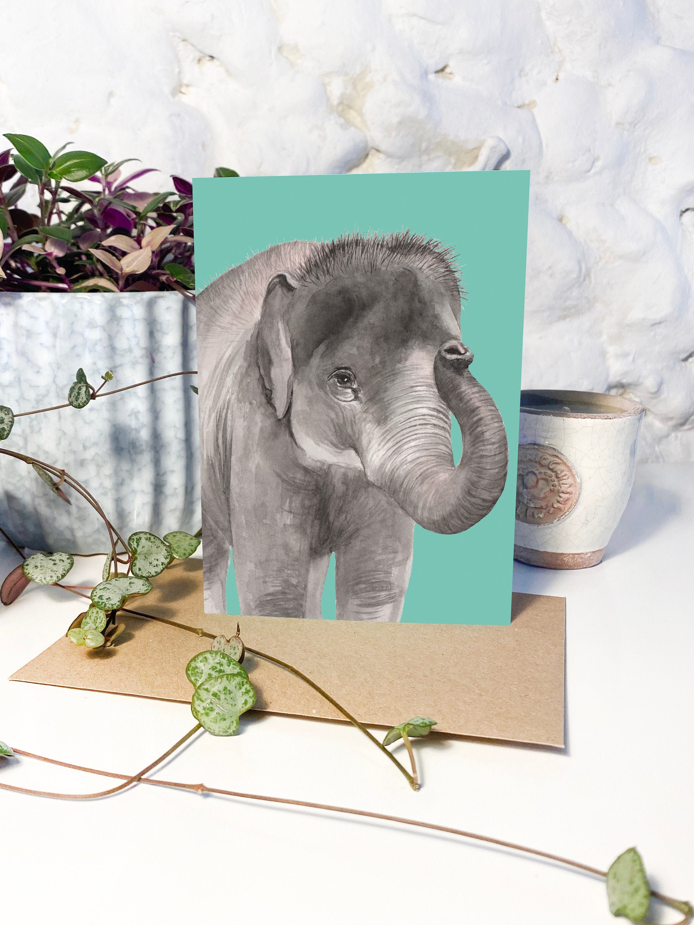 Elephant Greetings Card All Occasions Card Colourful | Etsy