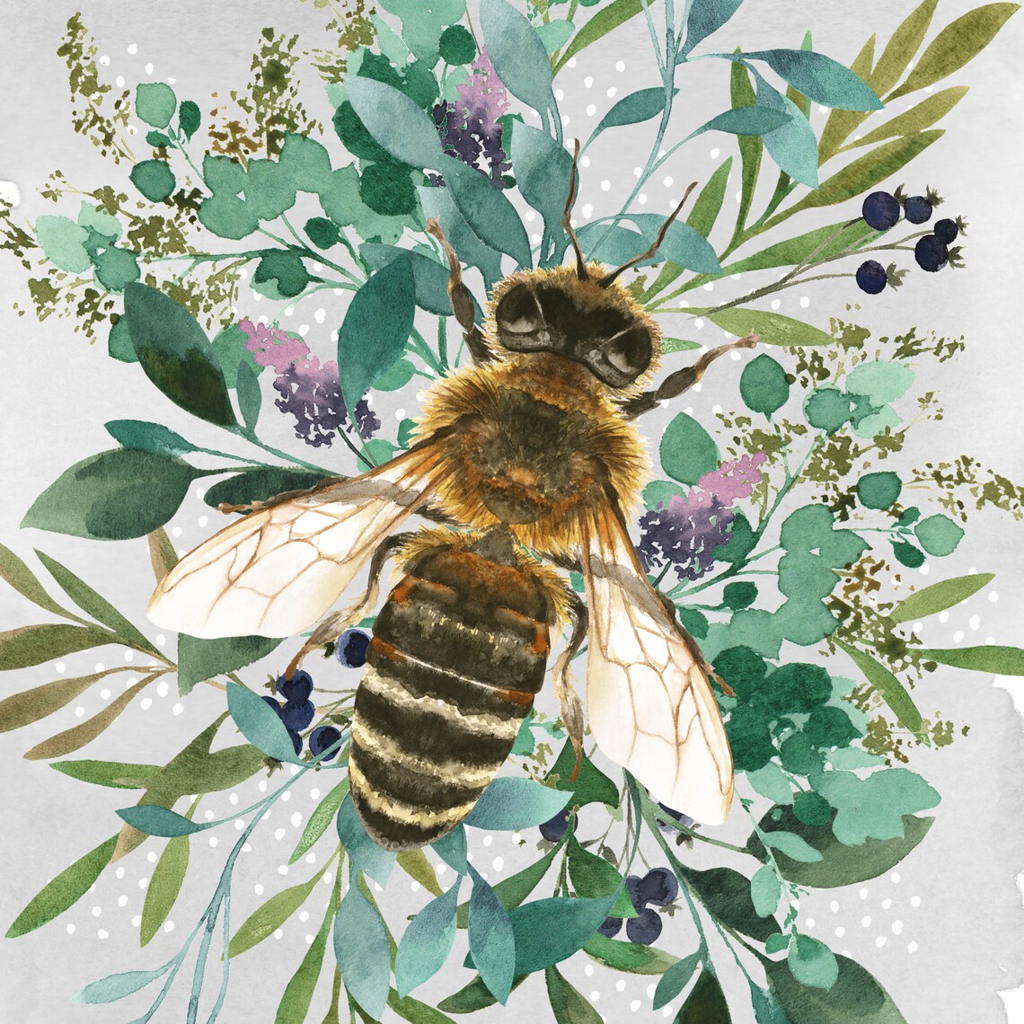 Botanical Bee Fine Art Print Botanical Wall art Home Decor | Etsy