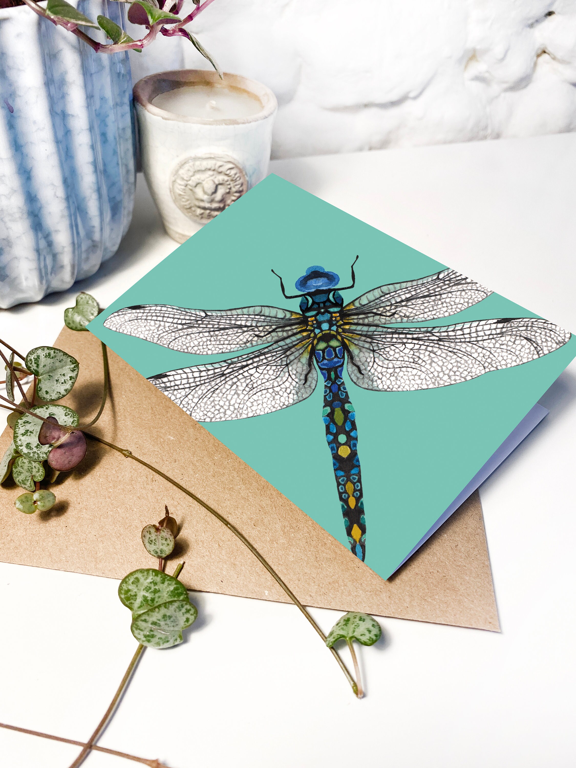 Dragonfly Greetings Card Colourful A6 Note Card | Etsy