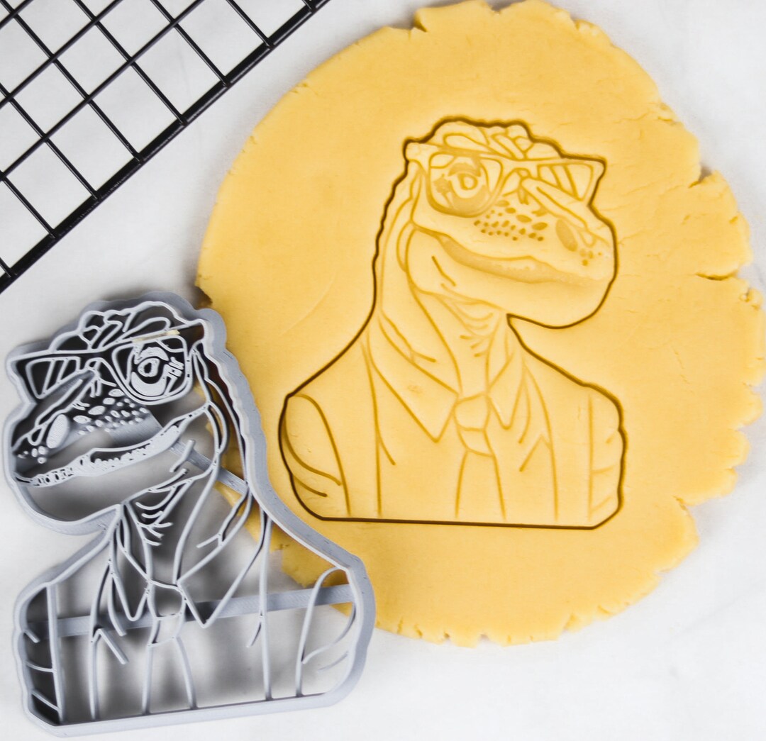 Hipster T-rex Cookie Cutter: Suit & Glasses, Quirky Baking - Etsy