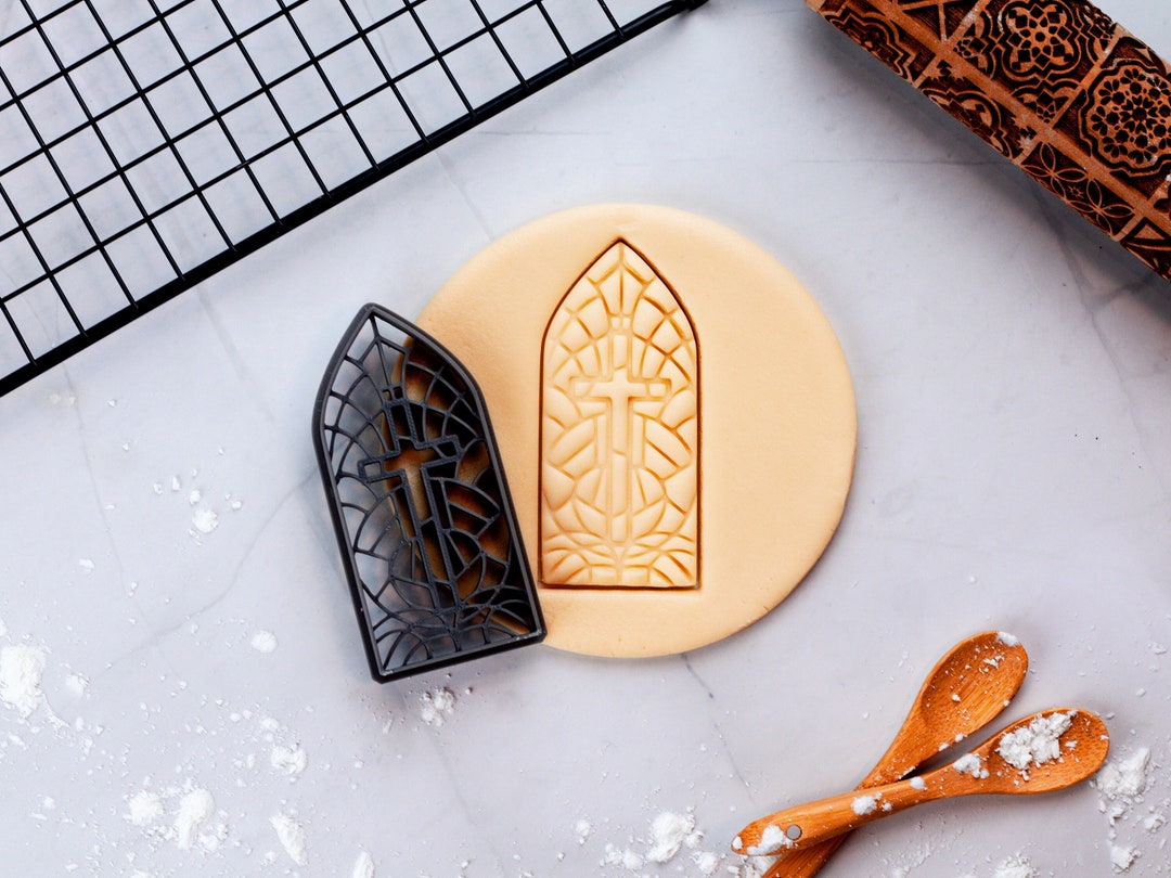 Stained Glass Window Cookie Cutter | Church Cross Fondant Cutter | 3 ...