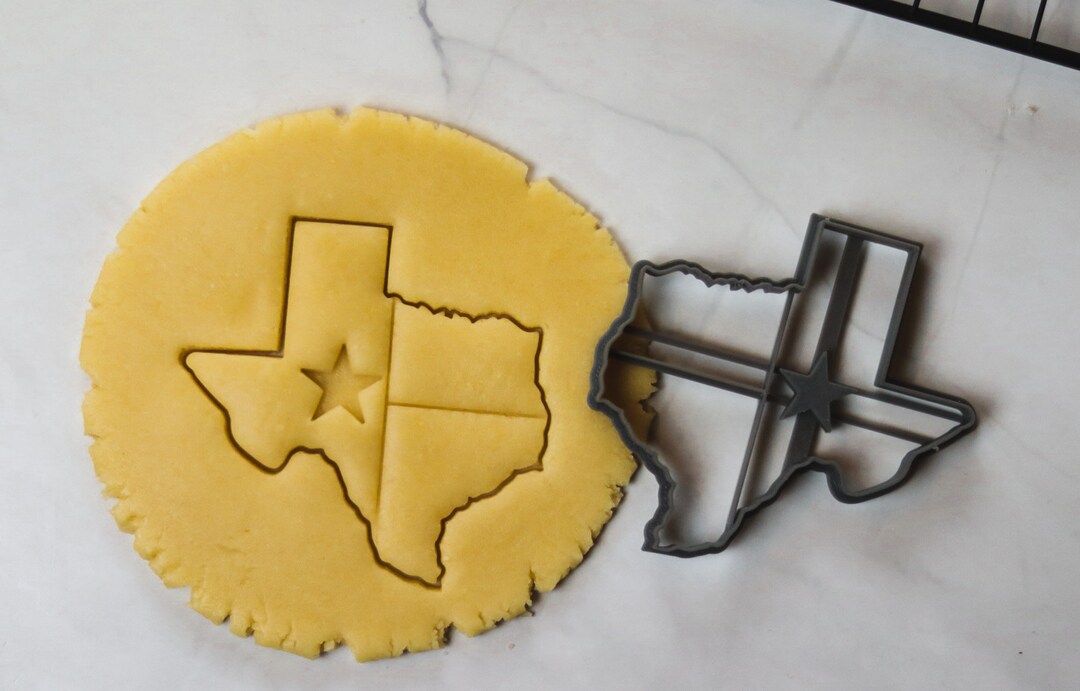 Texas State Map Cookie Cutter - USA Cowboy Hat - Fondant Pastry Dough ...