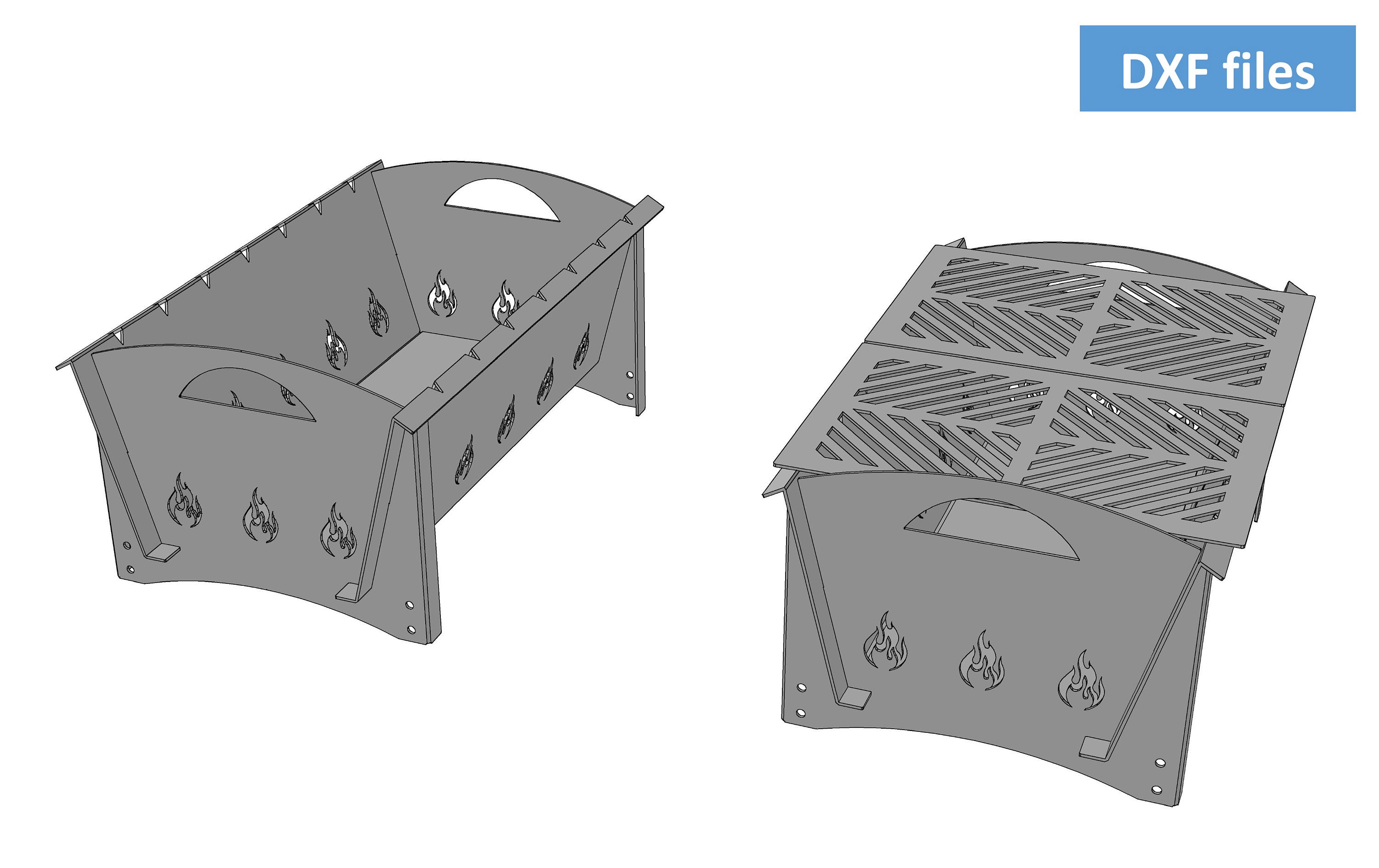 Portable BBQ Grill DXF Files: Laser Cut Folding Brazier (digital ...
