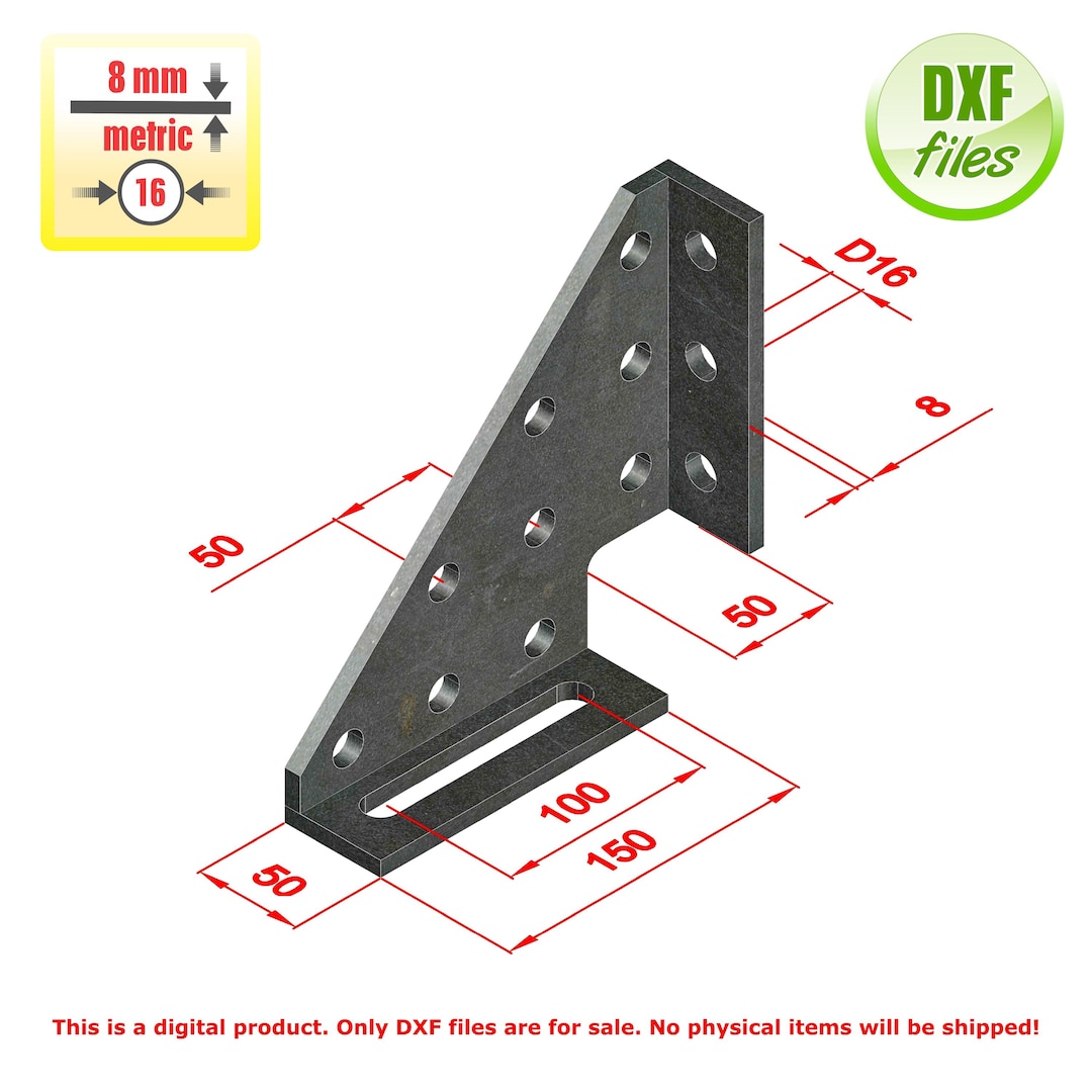 DXF File, Metric, 8mm, 200x200x50, Corner, Welder's Corner, 3D Corner ...