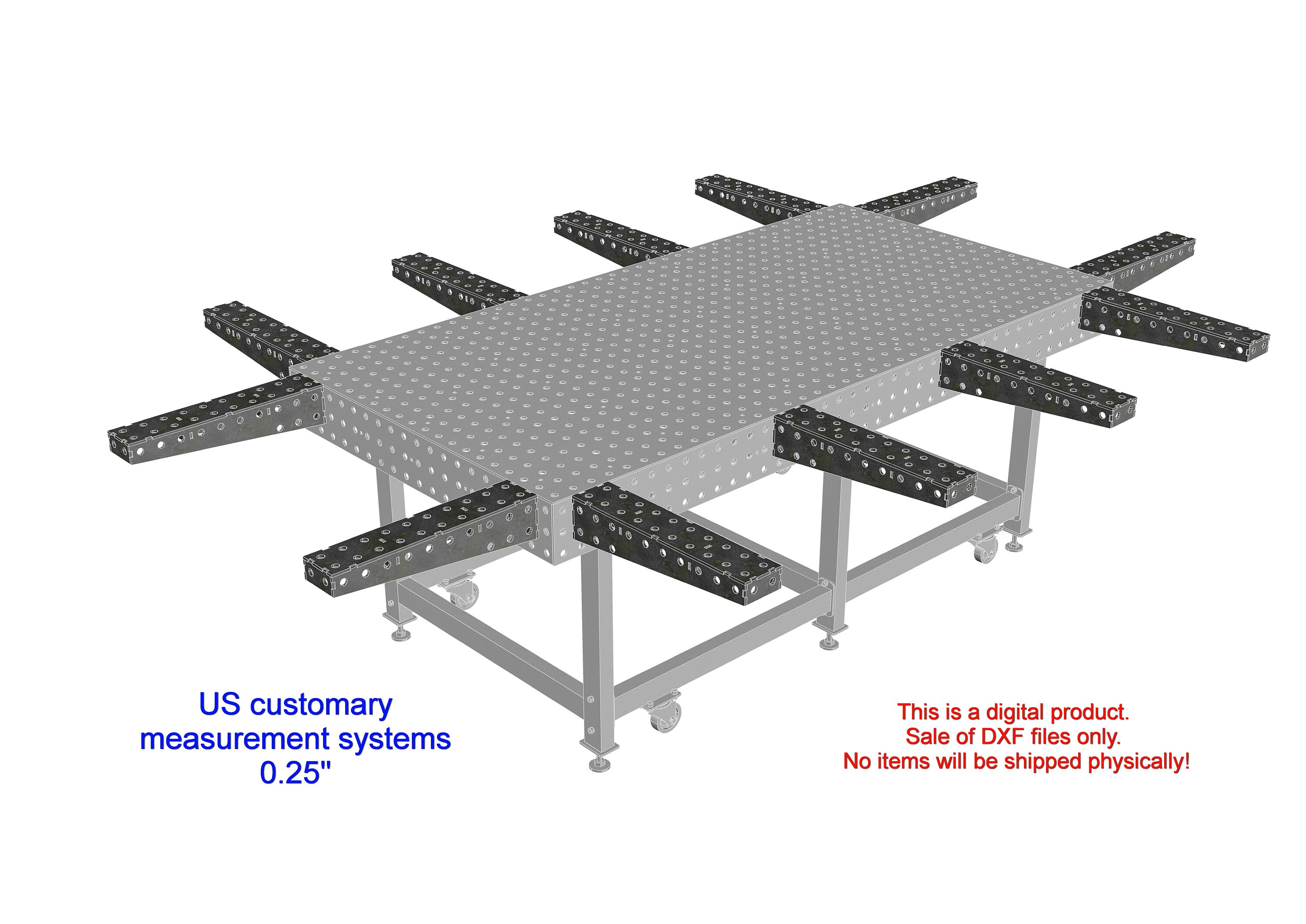 DXF File, Inch System, Table Extender Files, 20x4, 0.25, Welding Table ...