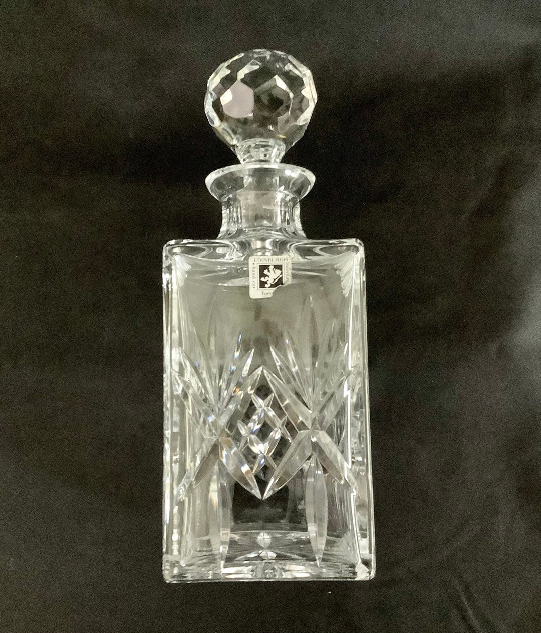 Vintage Edinburgh Crystal Embassy Pattern Square Decanter for Gin ...