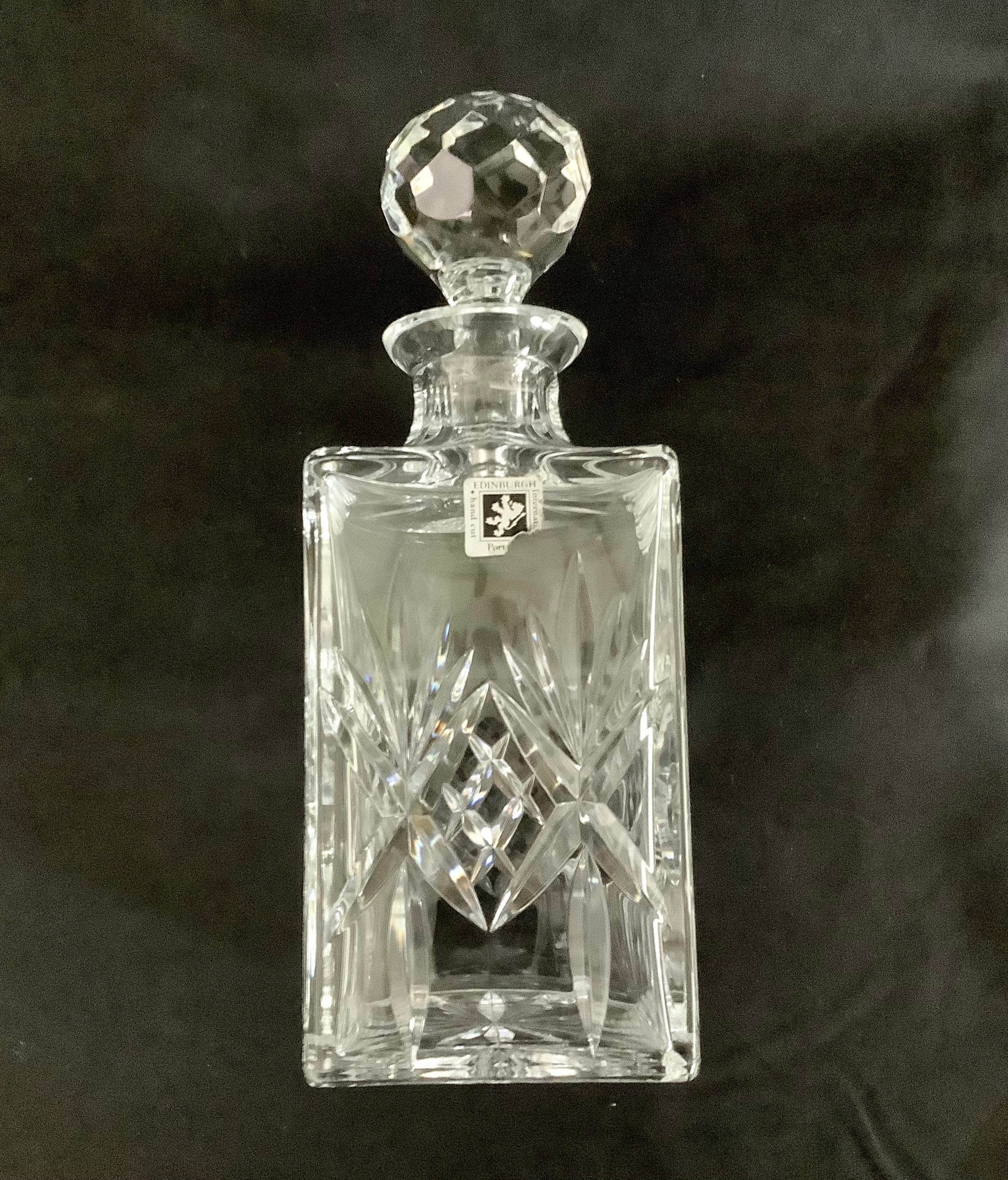 Vintage Edinburgh Crystal Embassy Pattern Square Decanter for Gin ...